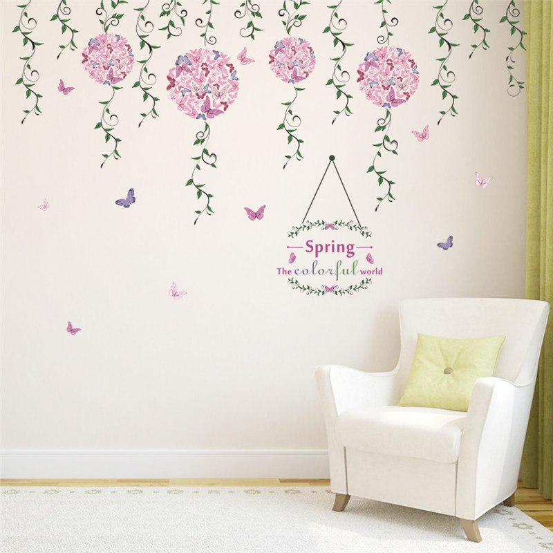Romantic Hanging Flowers Wall Sticker
